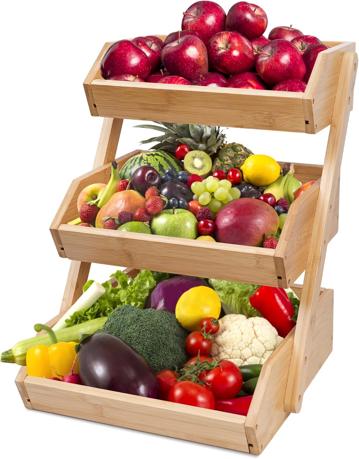 Amazon.com: FoverOne Bamboo Fruit Basket for Kitchen Counter, 3 Tier ...