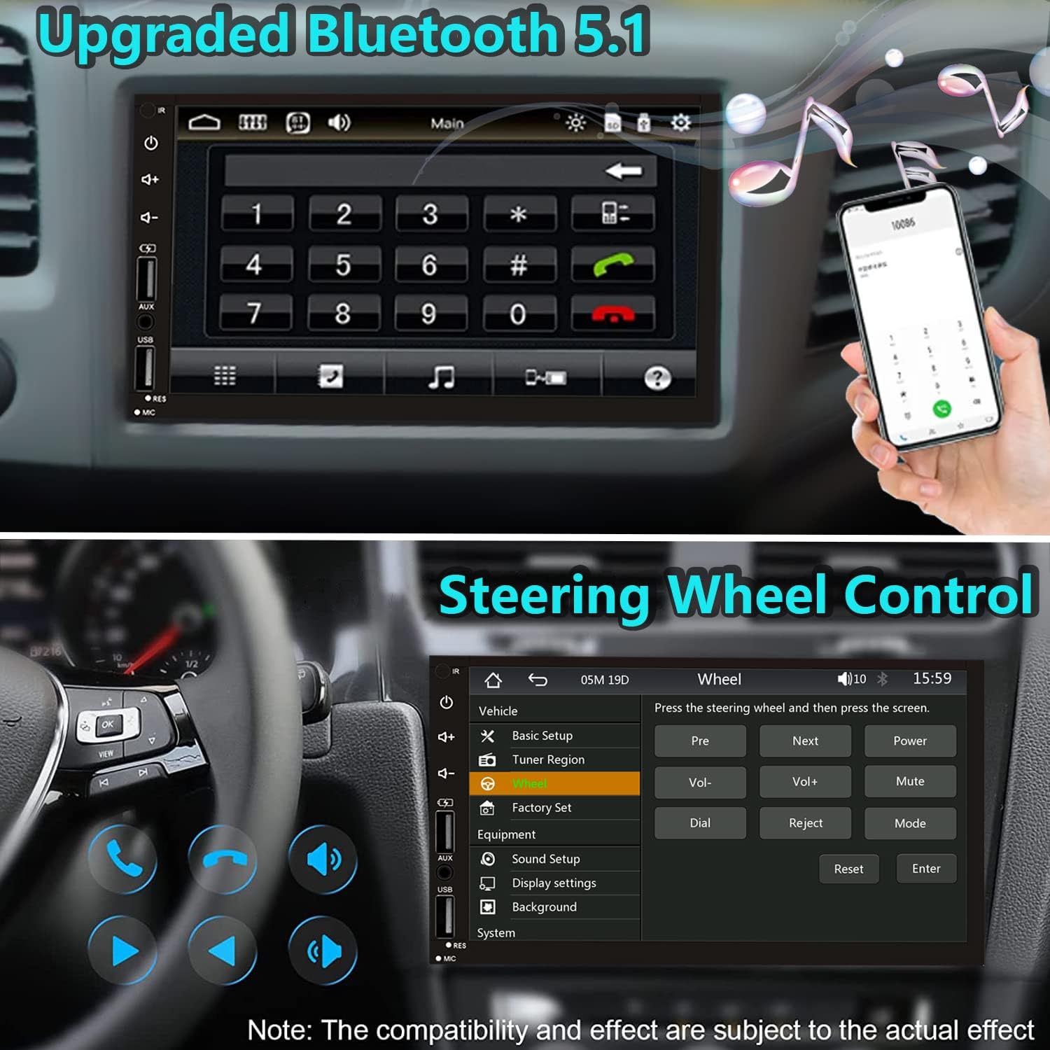 Leadfan Double Din Car Stereo with Dash Cam, Support Apple Carplay and ...