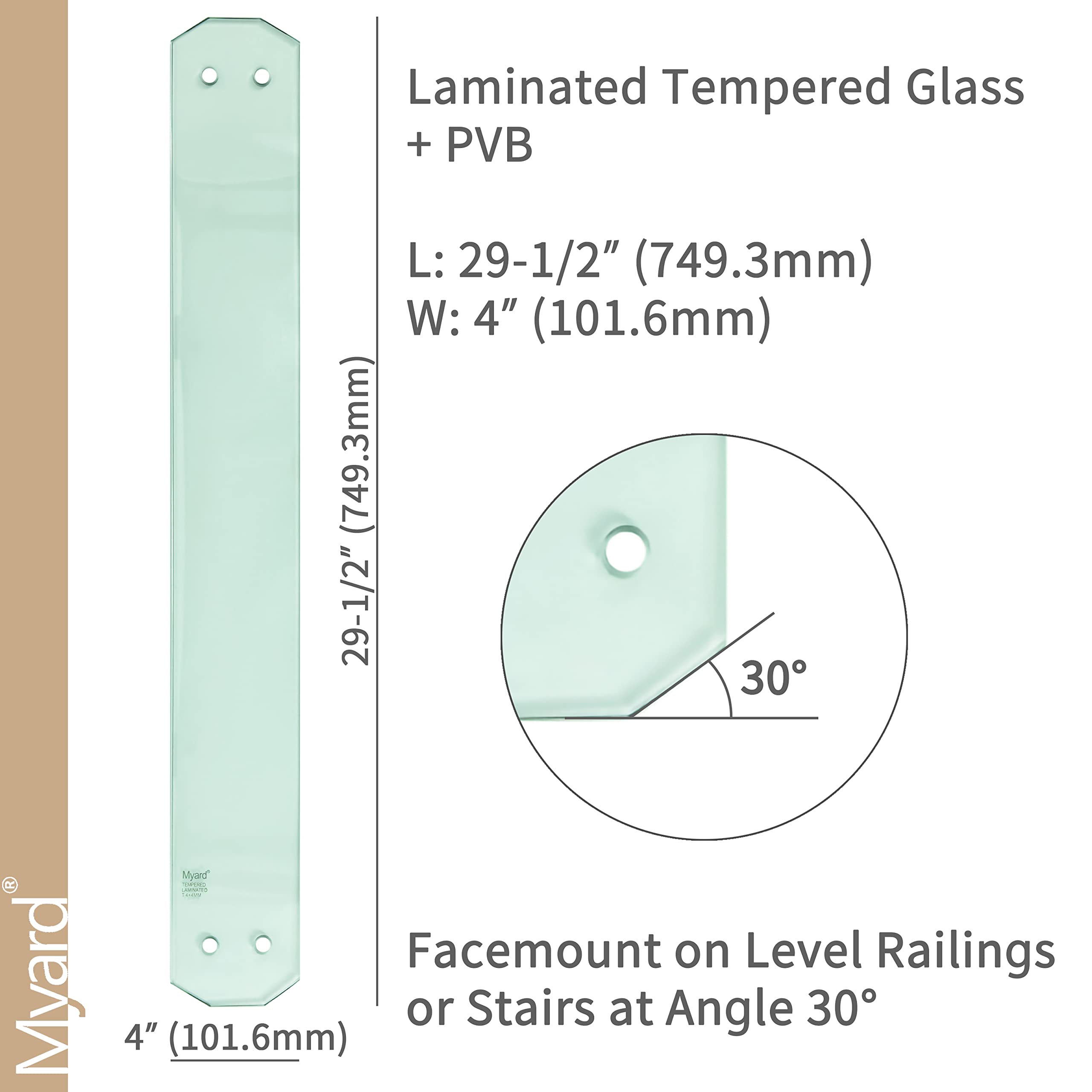 Snapklik.com : Myard Laminated + Tempered Clear Glass Balusters For ...