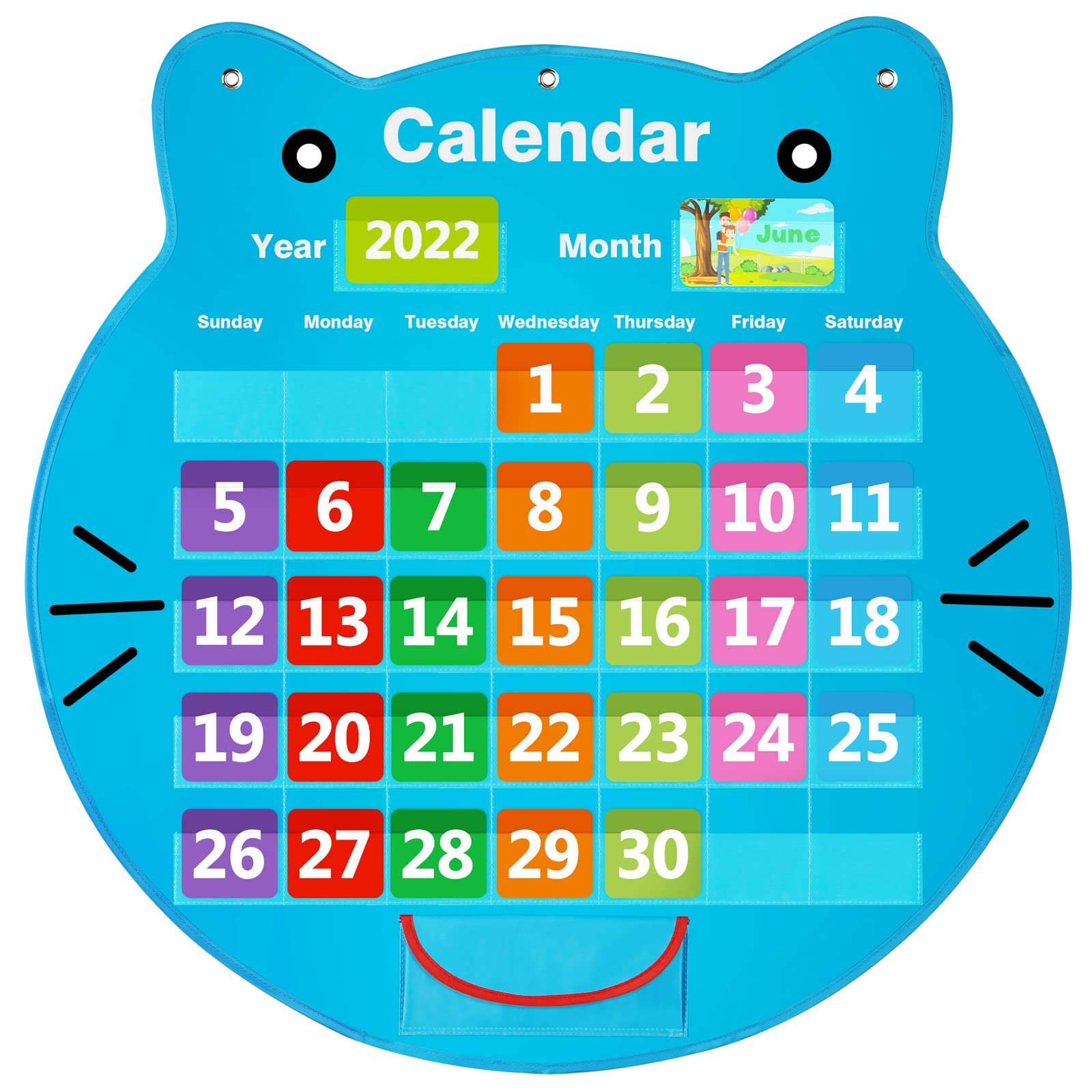 Buy Trycooling Classroom Pocket Chart Preschool Cute Cat Monthly ...
