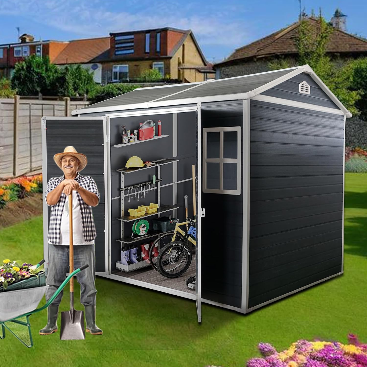 Amazon.com : 8x6FT Storage Shed, Outdoor Shed with Floor Included, Lean ...