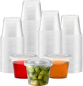 Amazon.com: TashiBox Plastic Portion Cups with Lids [5.5 oz-100 Sets ...