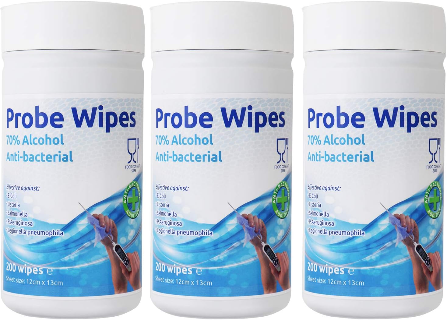 Antibacterial Wipes - 3 x Tubs of 200 Alcohol Wipes for Cleaning ...