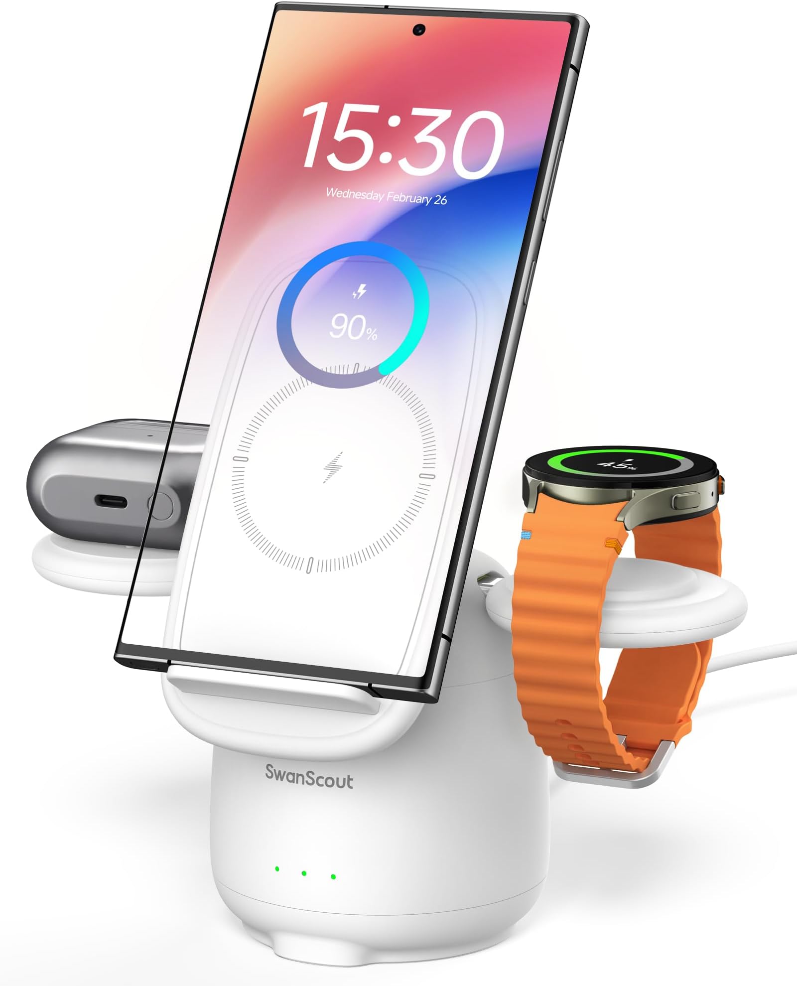 SwanScout 3 in 1 Caricatore Wireless per Samsung S25 Ultra, Stazione di ...