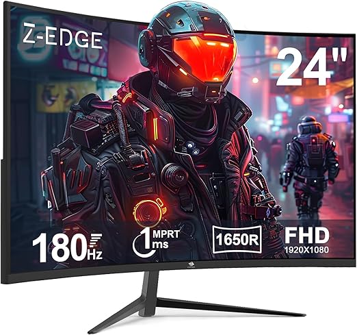 Amazon.com: Z-Edge UG24 24-inch Curved Gaming Monitor 180Hz Refresh ...