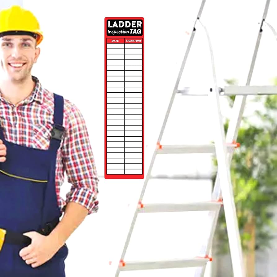Ladder Inspection Labels Safety Stickers For Ladders 8.5 X 2 Inch Red ...