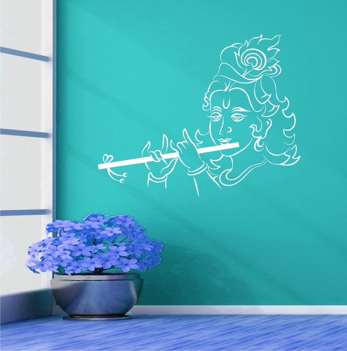 Lord Krishna White Wall Sticker and bal Gopal Wall Sticker Size(47 * 59 ...