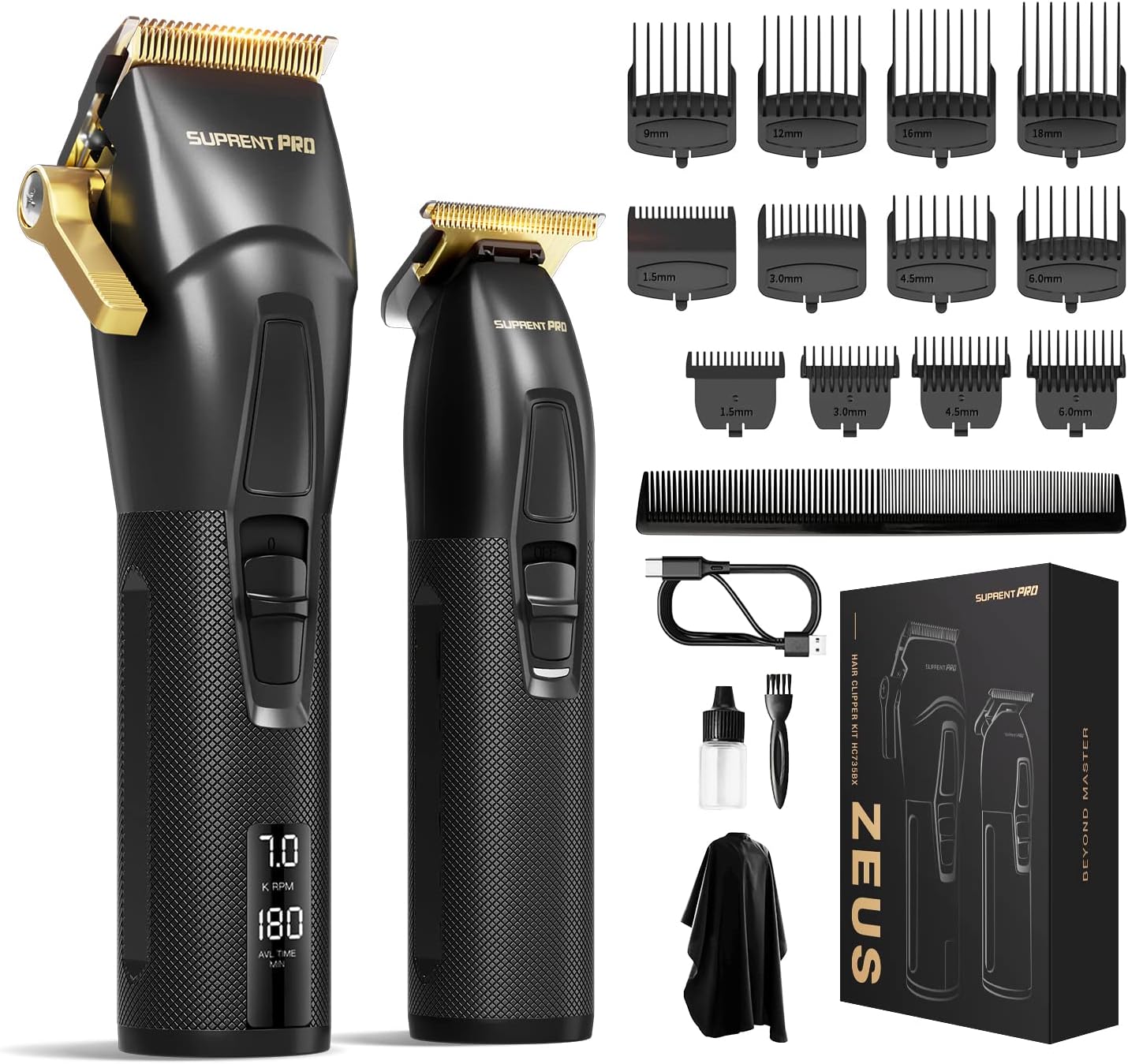 SUPRENT Professional Hair Clippers for Men Rechargeable Cordless Hair ...