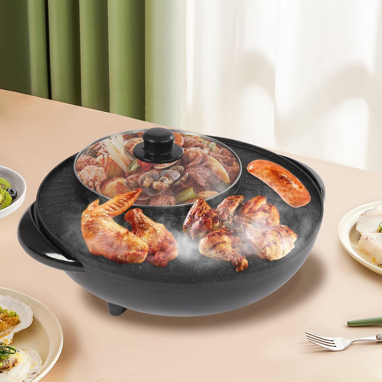 Amazon.com: Electric Hot Pot, 2 In 1 Electric Grill Pan And Hot Pot ...