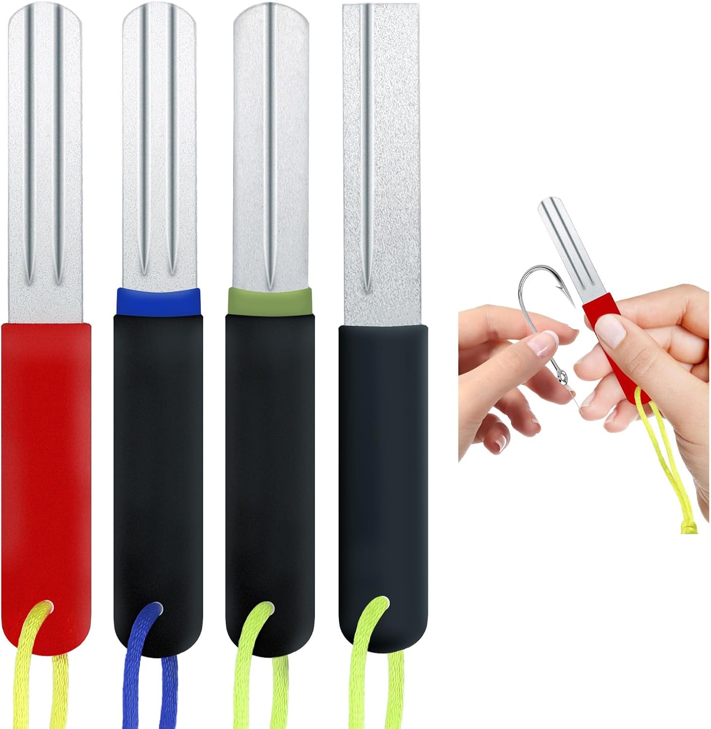 Amazon.com: Realand 4 Pack Fishing Hook Sharpener, Double Sided Diamond ...