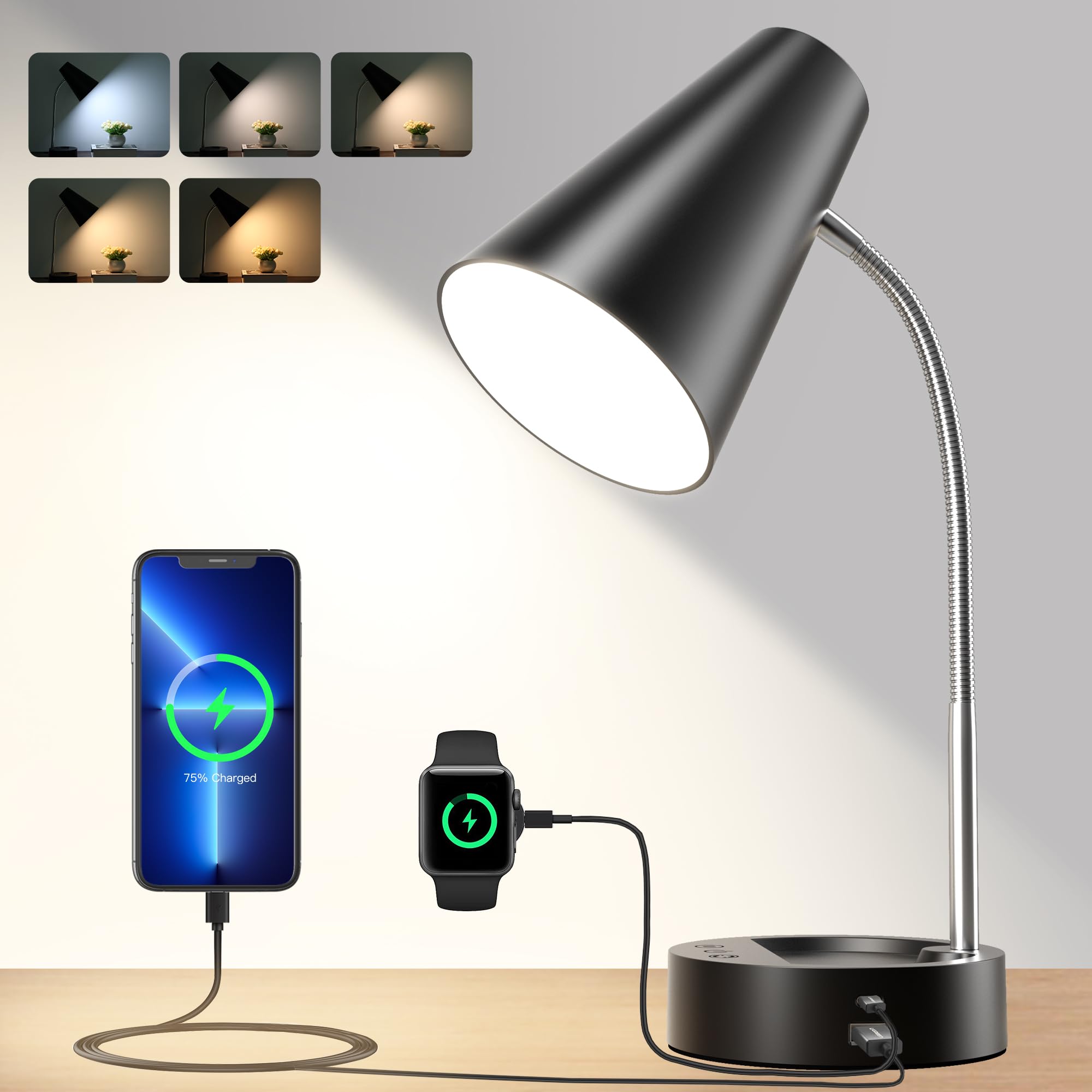 Black Gooseneck Desk Lamp Old Nickel Gooseneck Desk Lamp | Desk Lamps