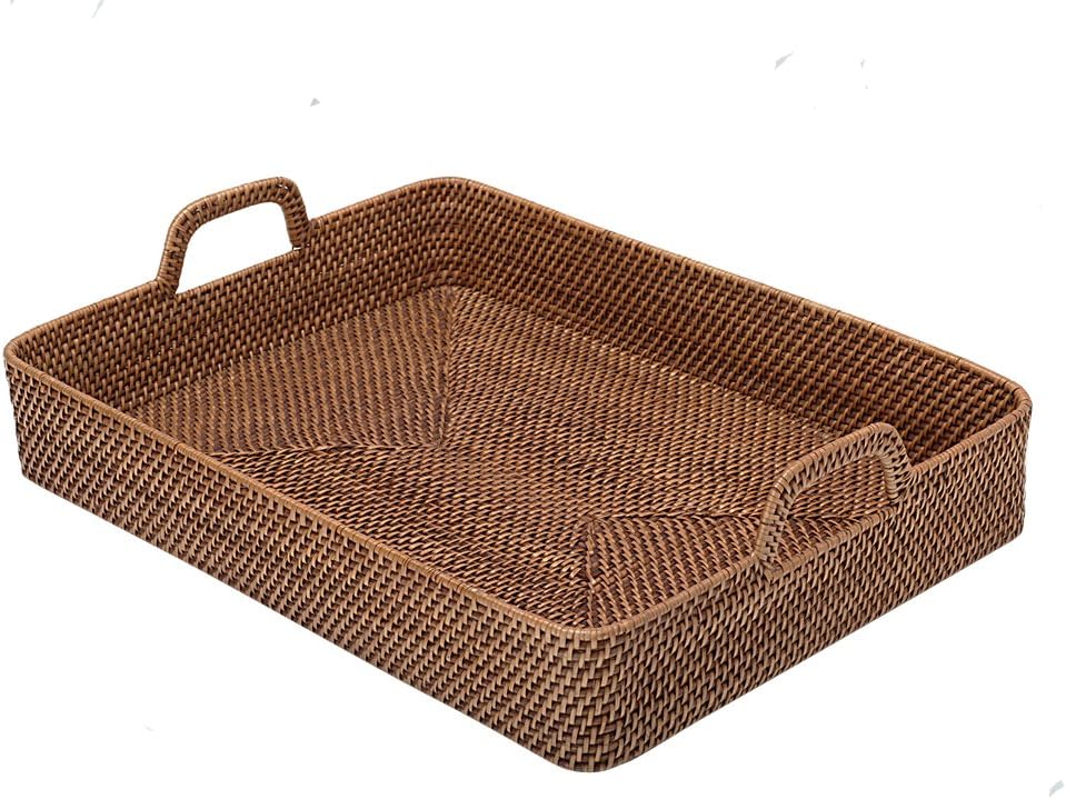 Amazon.com | KOUBOO Laguna Rectangular Rattan High Wall Serving Tray ...