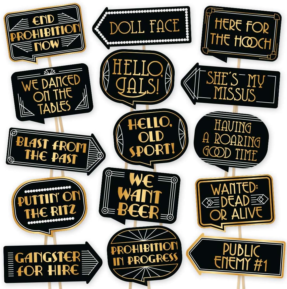 Amazon.com: Roaring 1920's Party Photo Booth Props 42pcs, Twenties Jazz ...