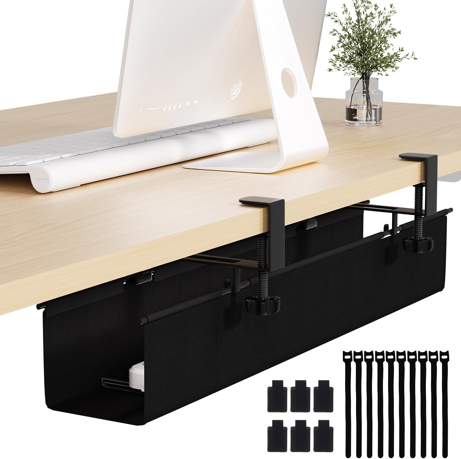Amazon.com: Under Desk Cable Management Tray 27.2" - No Drill Computer ...