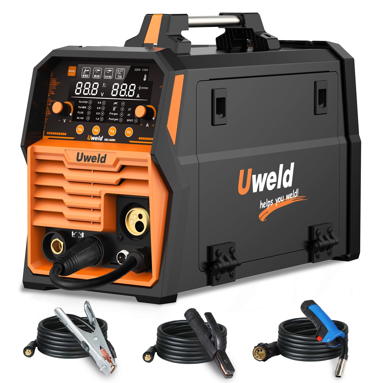 Buy Uweld 250A MIG Welder,6 in 1 MIG/less Flux Core/Stick/Lift TIG/Spot ...