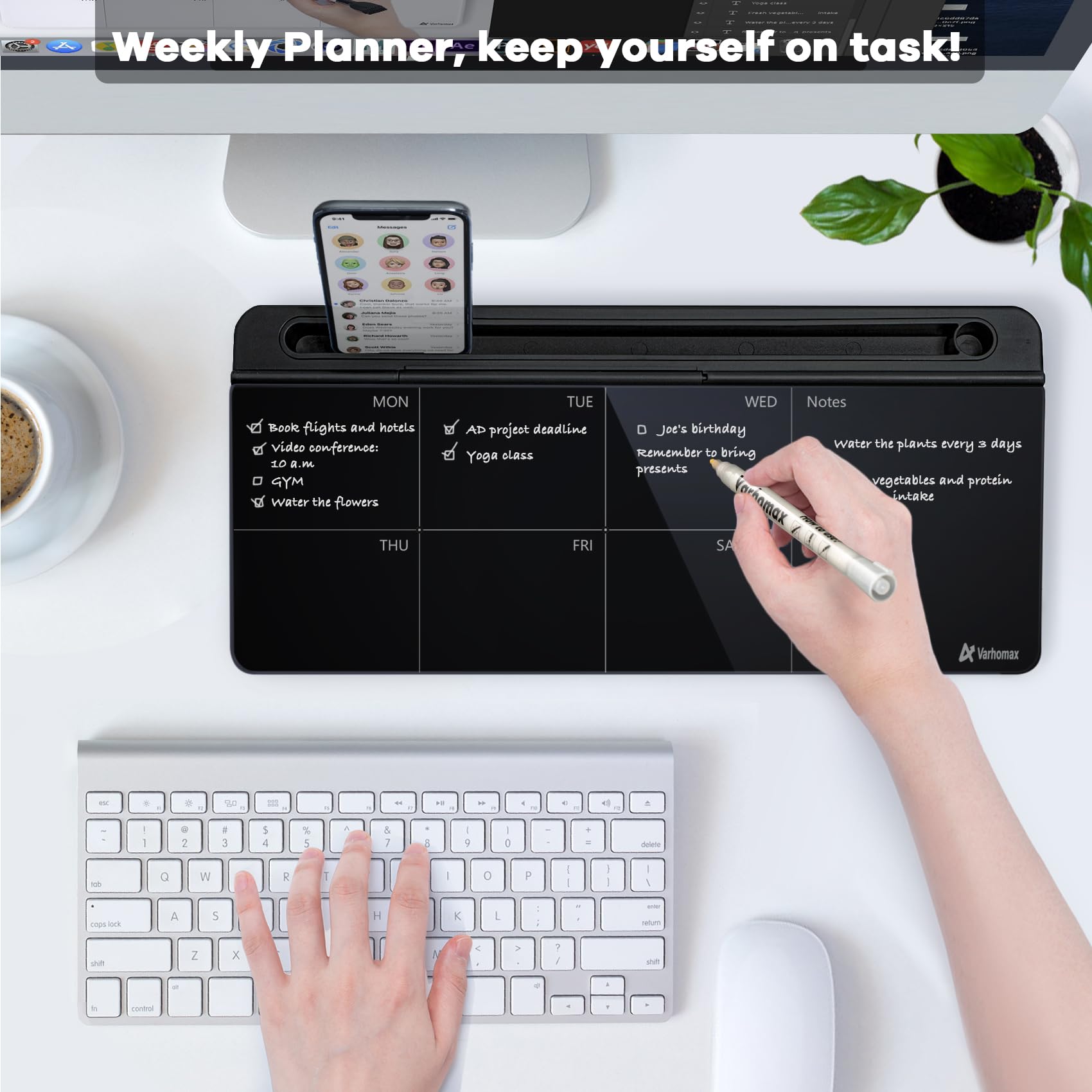 Snapklik.com : Varhomax Glass Weekly Dry Erase Desk White Board ...