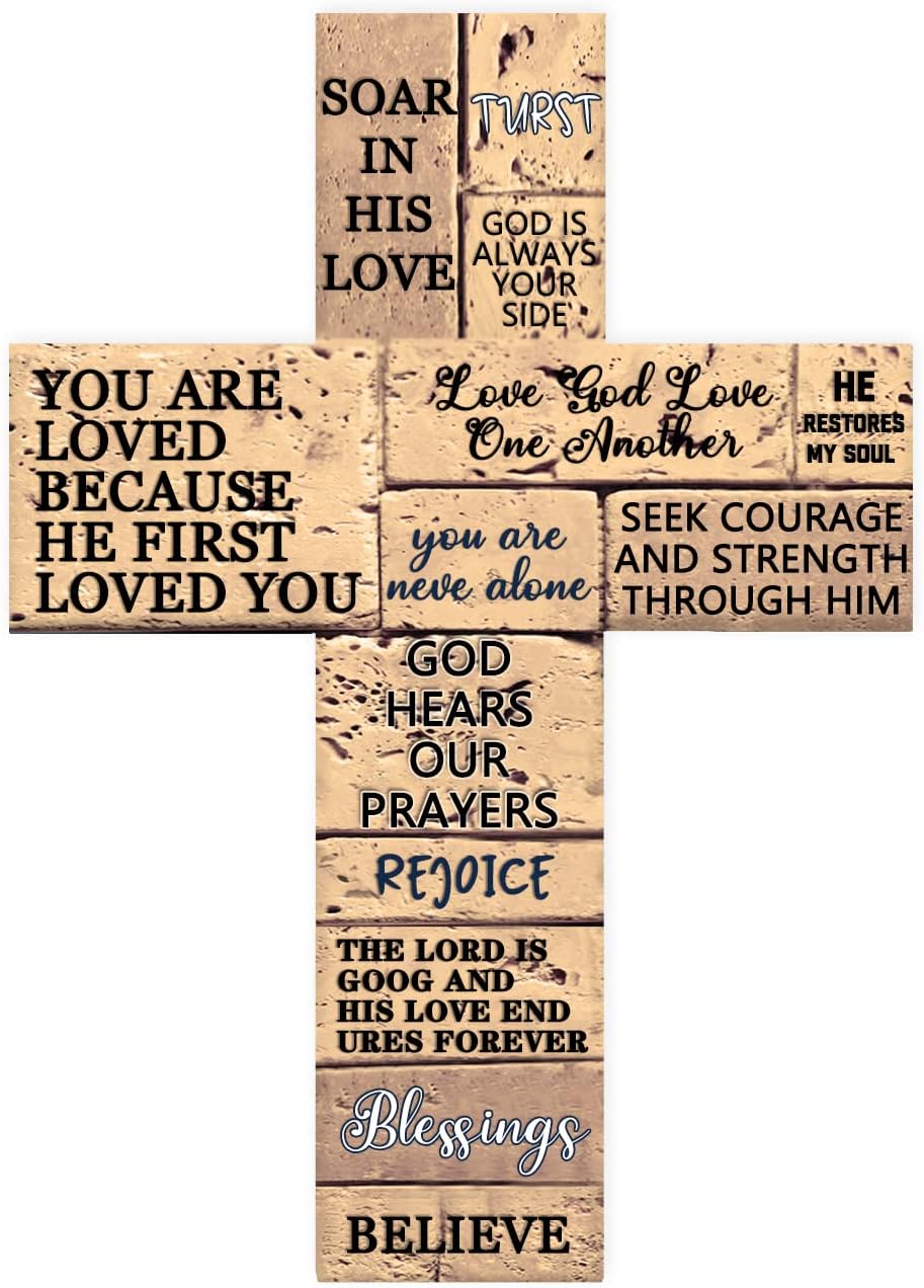 Amazon.com: Wall Cross with Biblical Verse - Christian Wooden Cross ...