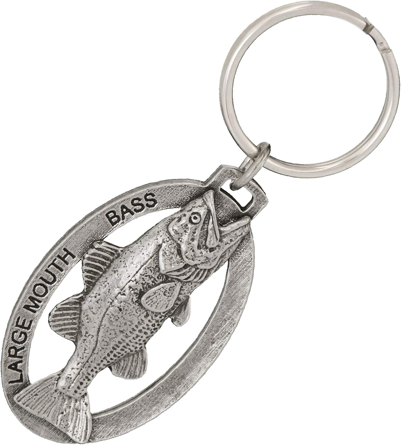 Largemouth Bass Keychain, Pewter, F082KC, 1 3/4”, 100% Handmade in the ...