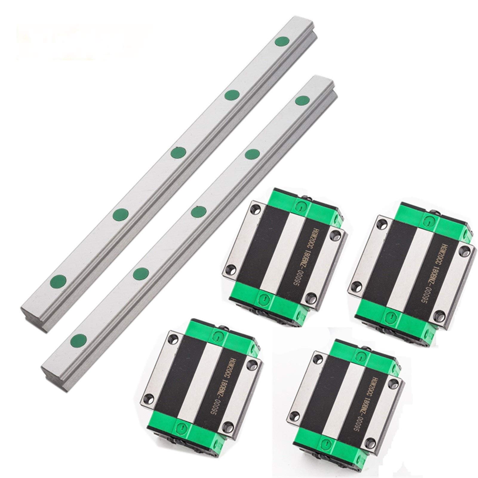 Buy 2pc HGR20 HGH20 Square Linear Guide Rail ANY LENGTH+4pc Slide Block ...