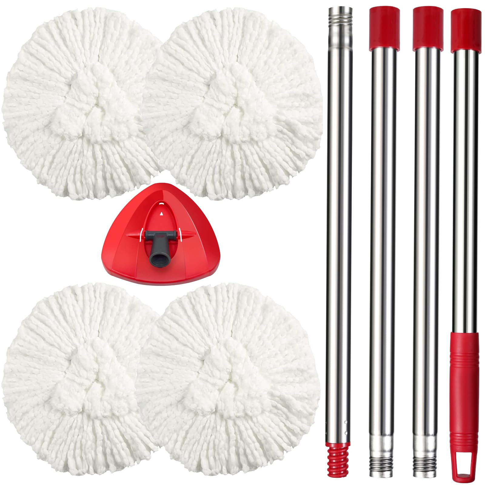 Snapklik.com : 4 Pack Mop Replace Head + Mop Head Base + Handle ...