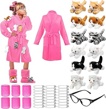 Cuffbow 44 Pcs Halloween Cat Robe Set Crazy Cats Lady Costume Red Funny ...