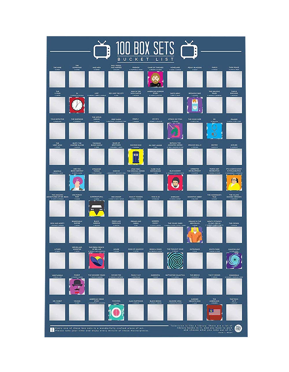 Amazon.com: Gift Republic 100 TV Box Sets Bucket List Scratch Poster ...