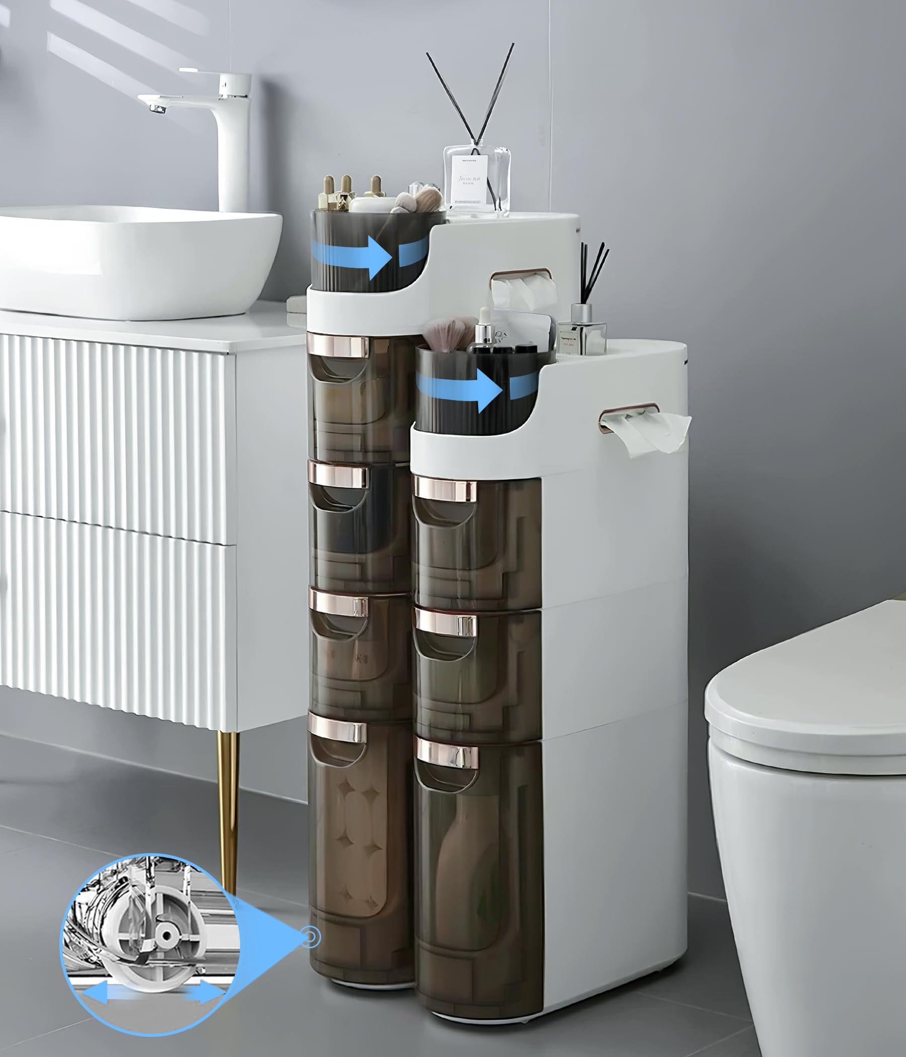 Amazon.com: BGYMF Waterproof Narrow Bathroom Floor Cabinet, Slim ...