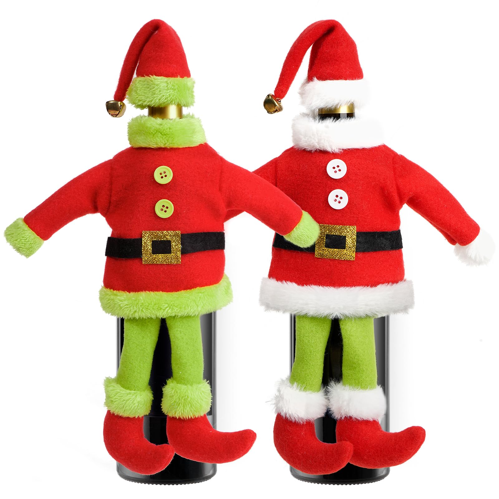 Amazon.com | CRCZK 2 Pack Christmas Wine Bottle Covers - Green Holiday ...