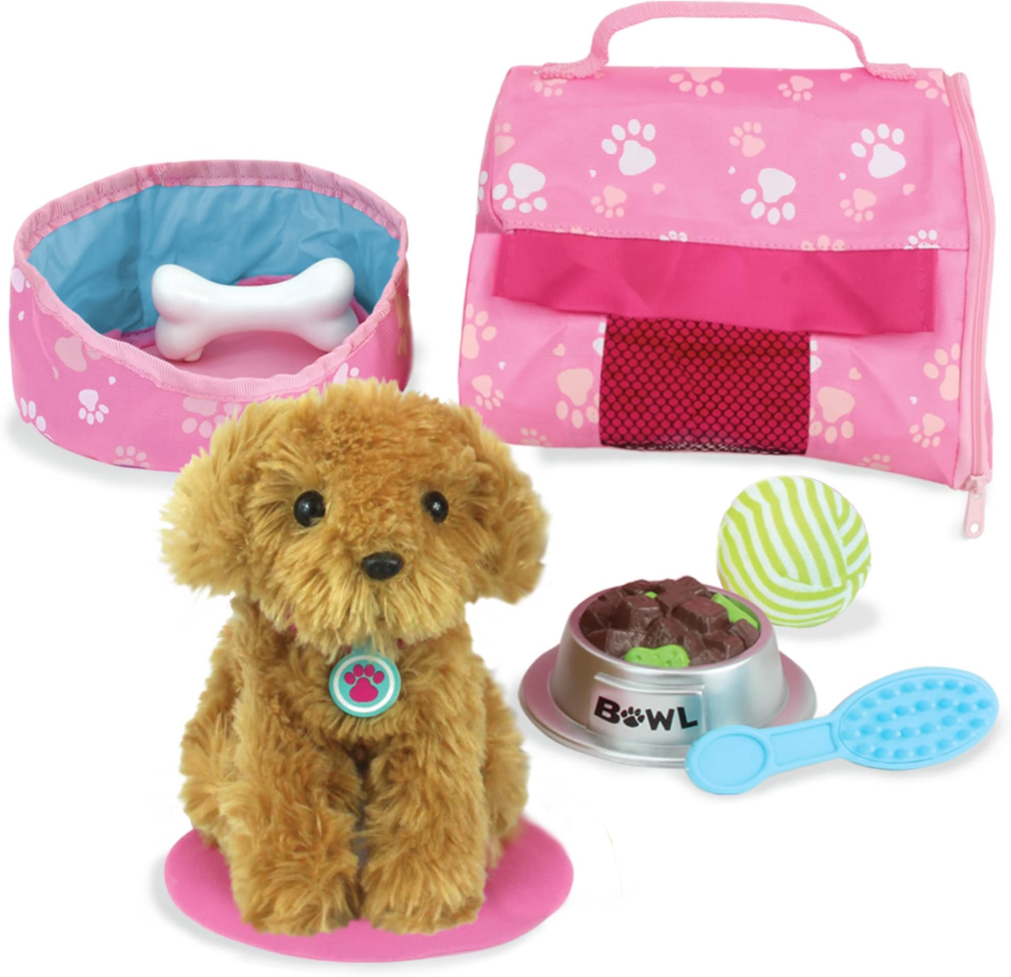 Amazon.com: Unipak 12" Plush Pink Dog House Carrying Case with Five (5 ...