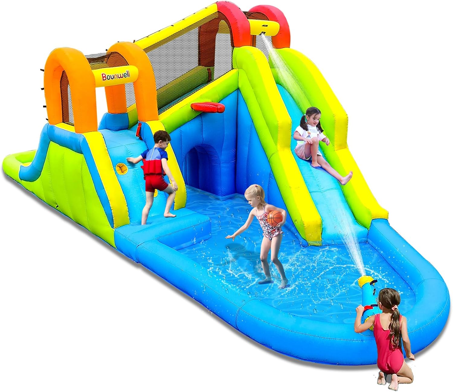 Amazon.com: Bounwell Inflatable Water Slide with Air Blower, Water Park ...