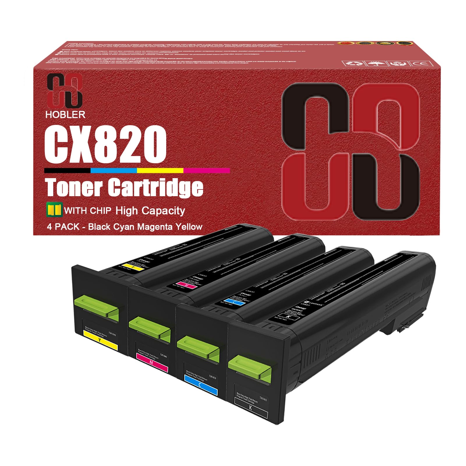 CX820 Toner Cartridges Compatible for Lexmark 72K00KG 72K00CG 72K00MG ...