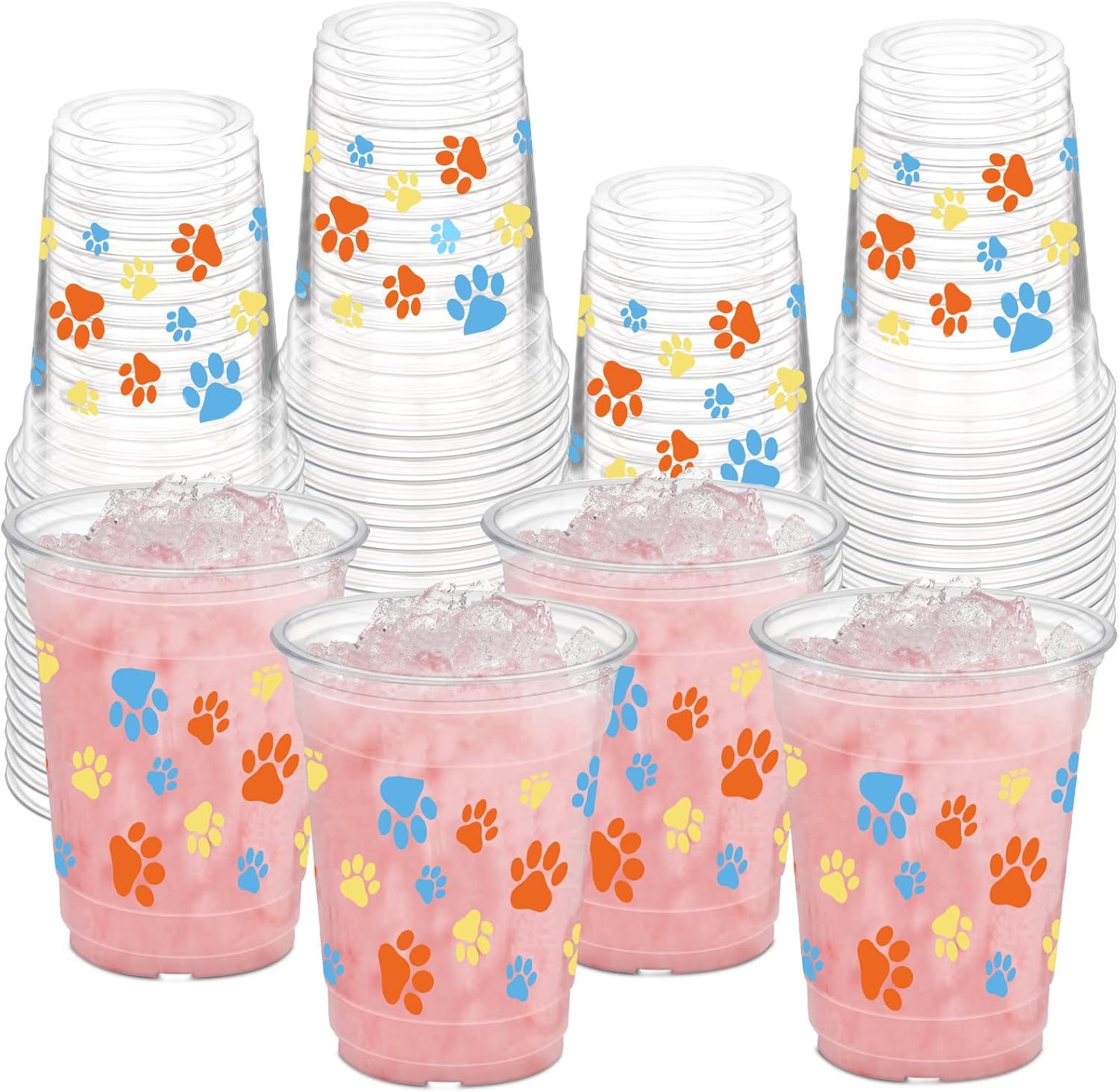 Amazon.com: HYMENEX 50 Pcs Paw Print Cups, 12 oz Dog Paw Plastic Cups ...