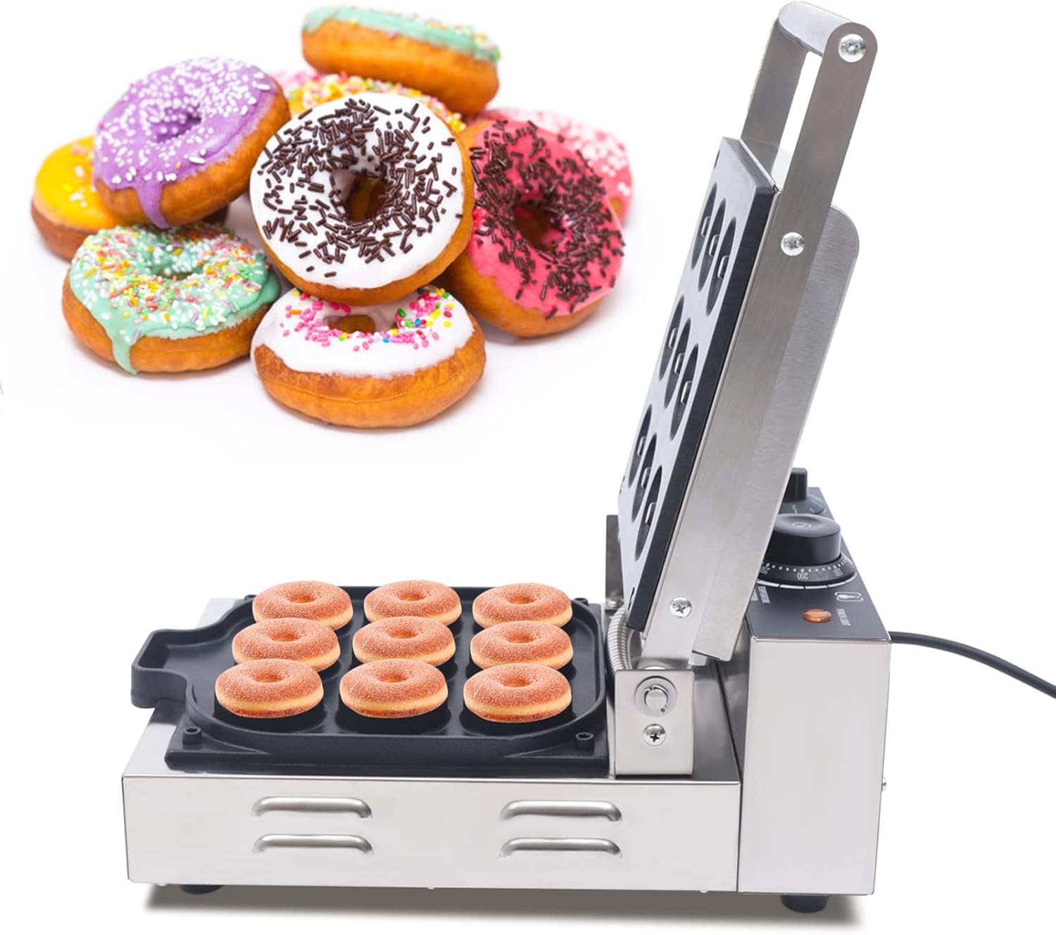 Amazon.com: SNKOURIN Electric Donut Maker Non-Stick 9 Holes Donut ...