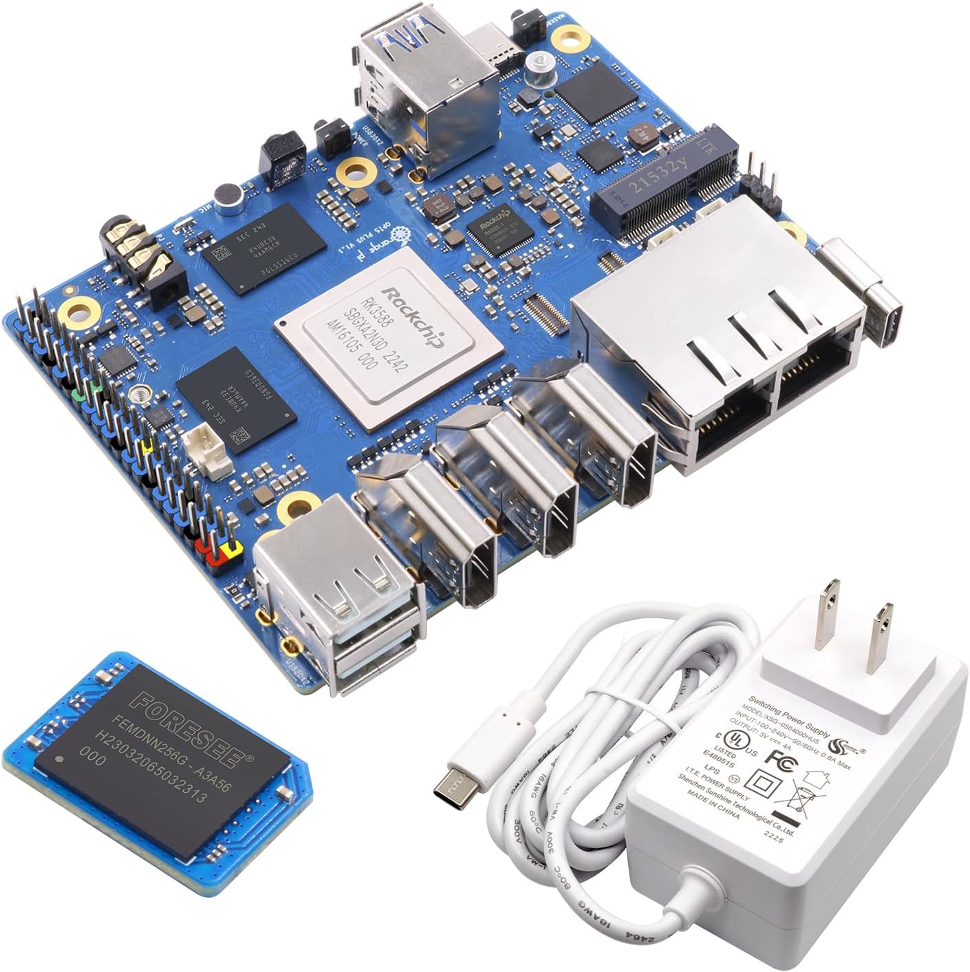 Amazon.com: Orange Pi 5 Plus 16G with 256GB eMMC Module RK3588 8 Core 64 Bit Single Board ...