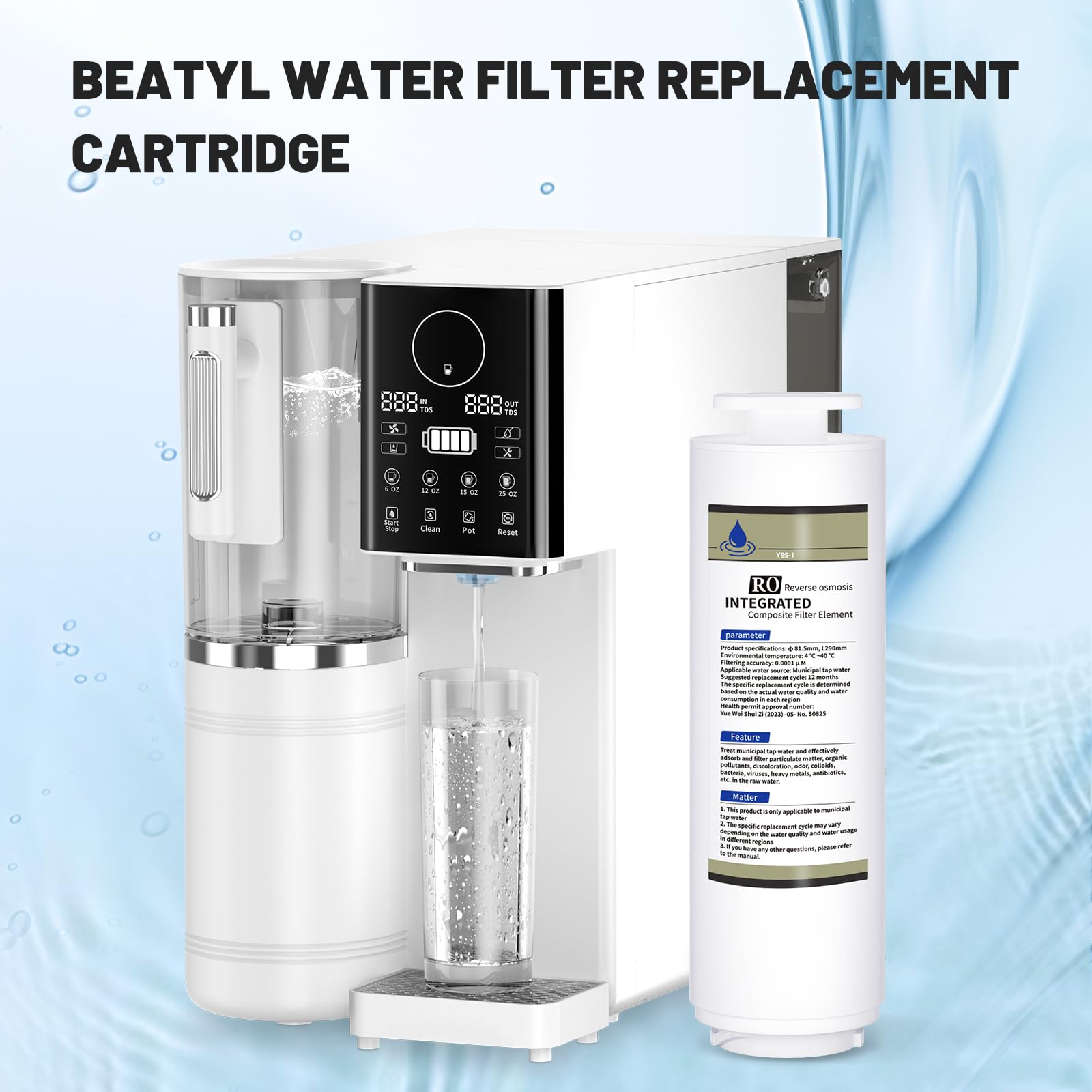 Snapklik.com : Beatyl Water Filter Cartridge Replacement For Countertop ...
