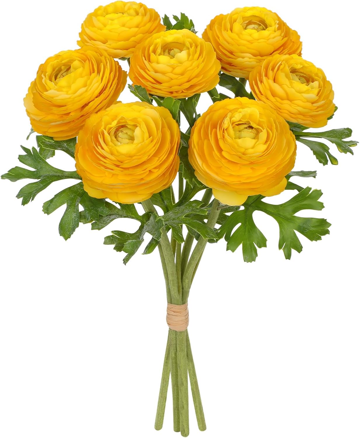 Amazon.com: Hollyone 7 Heads Ranunculus Artificial Flowers Yellow Fake ...