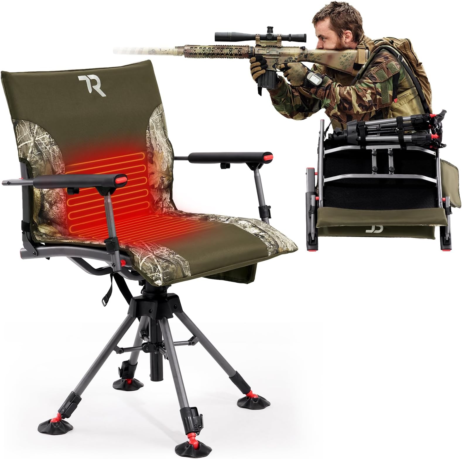 Amazon.com: TR 360 Degree Swivel Heated Hunting Chair,400LB Capacity ...
