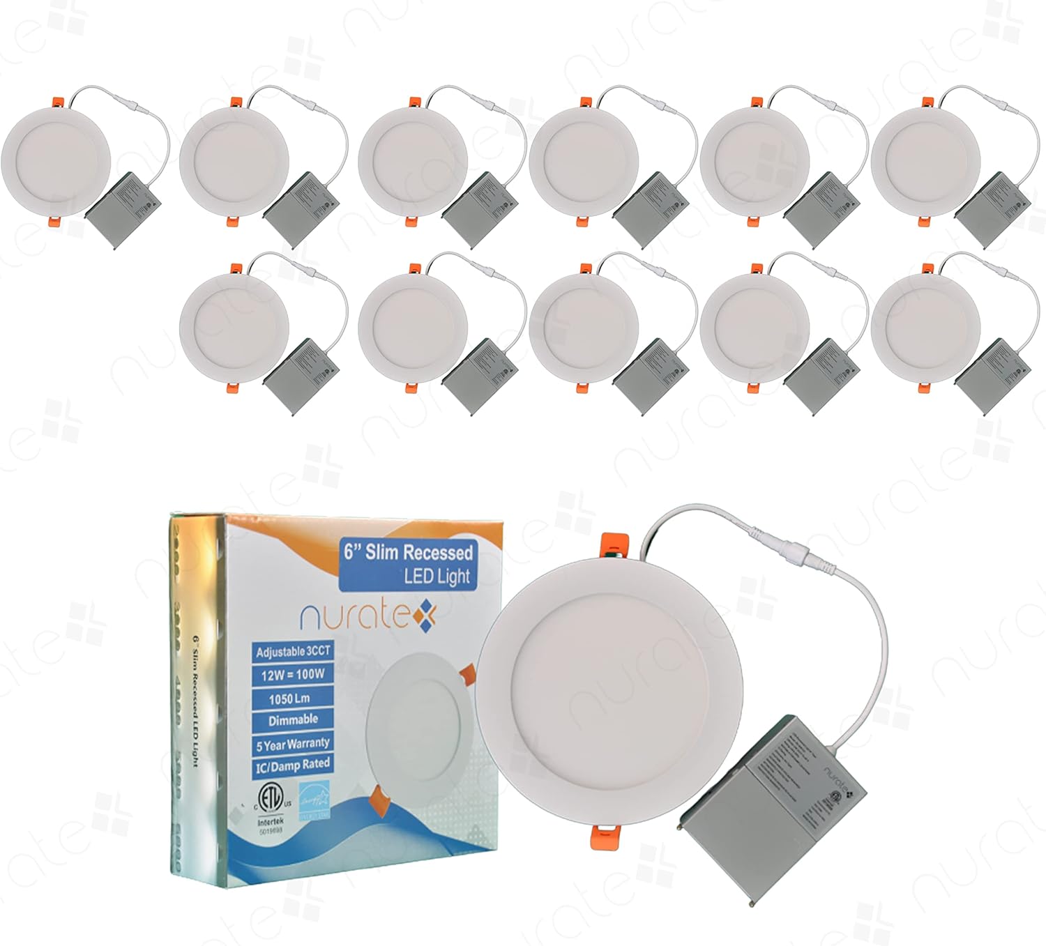 NURATEX 6 Inch LED Recessed Slim Pot Light Panel with Junction Box ...