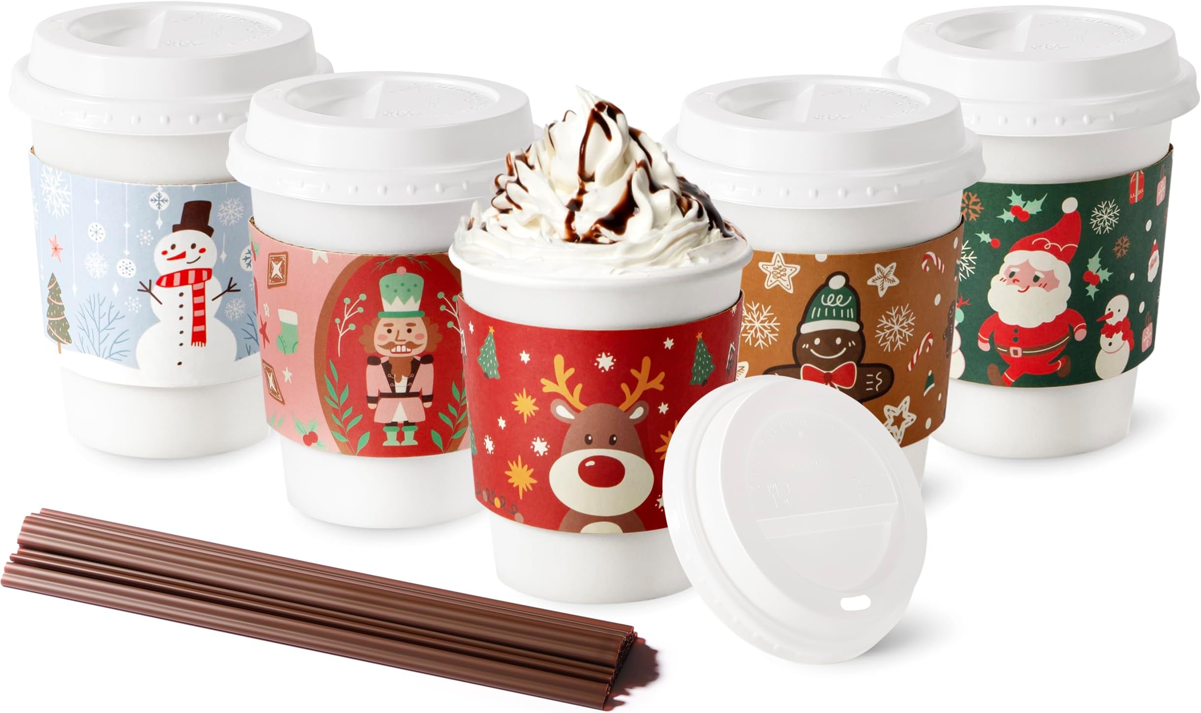 Amazon.com: Umigy 100 Pack 12oz Christmas Day Paper Cups with Black ...