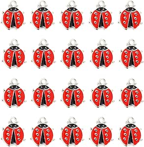 Amazon.com: 50PCS Ladybug Enamel Charms, Ladybird Shape Alloy Enamel ...