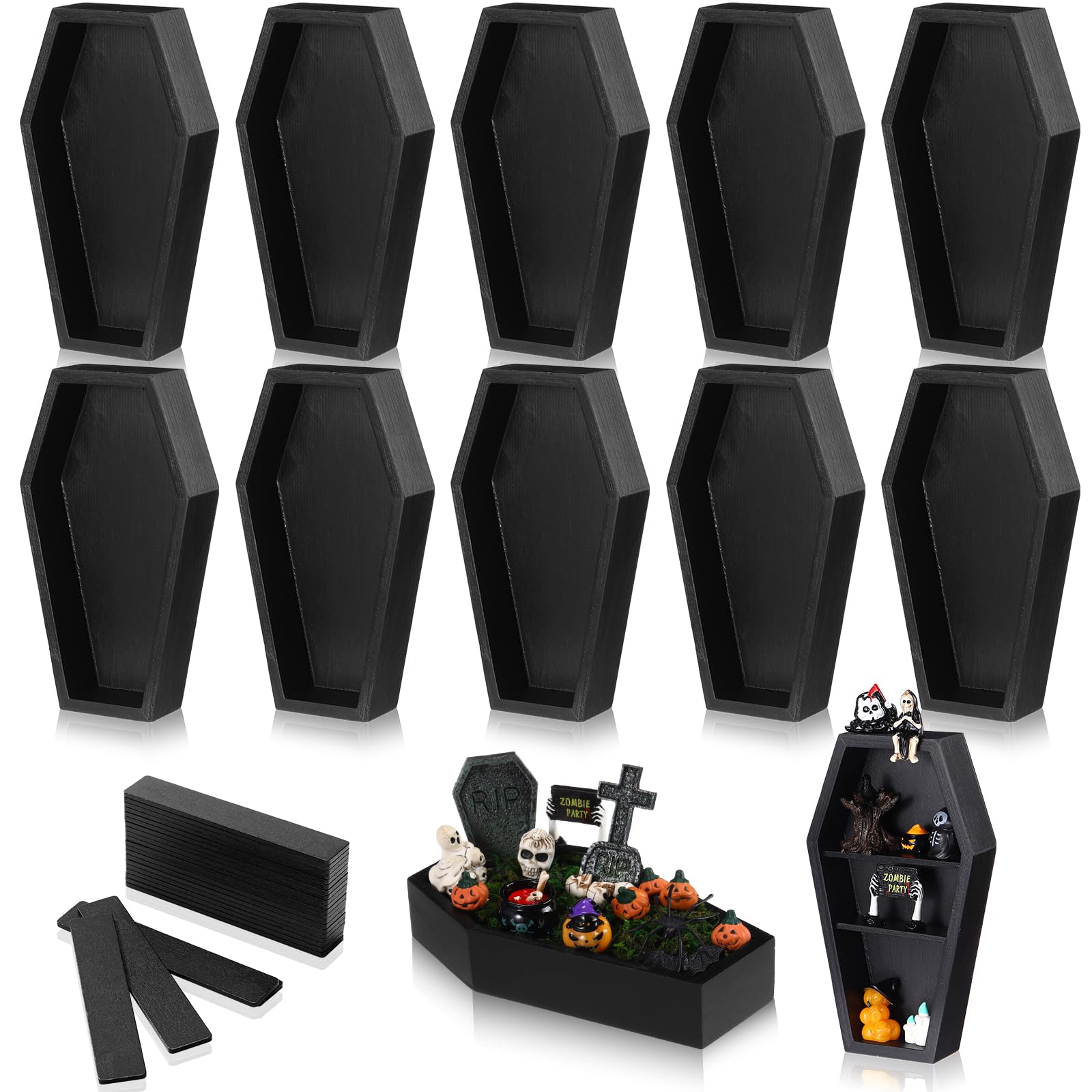 Amazon.com: Teenyyou 12 Pack Coffin Shelf Coffin Serving Trays 7 Inch ...