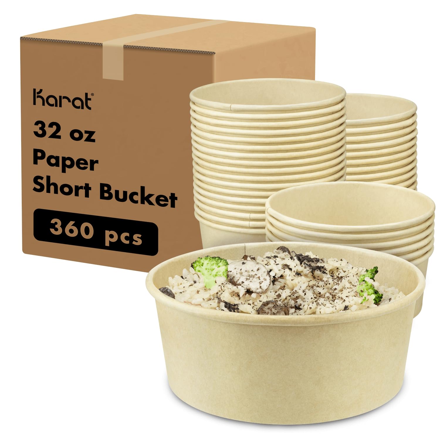 Amazon.com: Karat [32 oz. - 260 Pcs] Leak-Resistant Paper Short Bucket ...