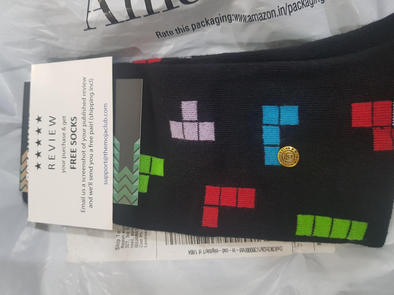 The Moja Club Men's Combed Cotton Tetris Design Socks, Medium ...