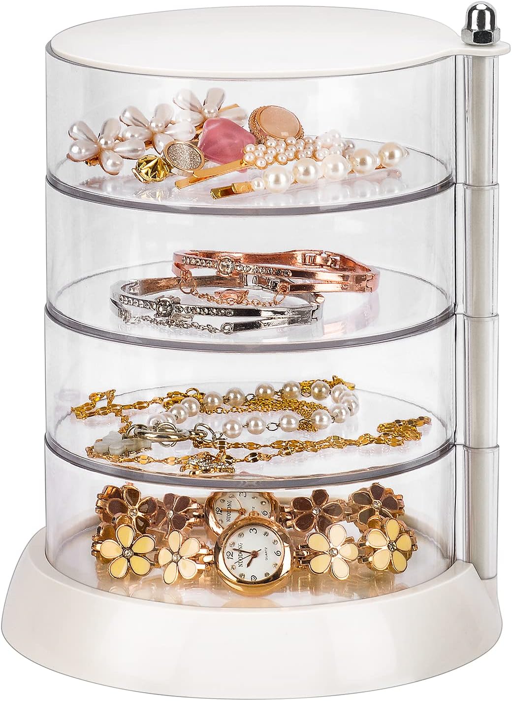 JessLab Hair Accessories Organizer, Clear 4-Layer Acrylic Organizer for ...