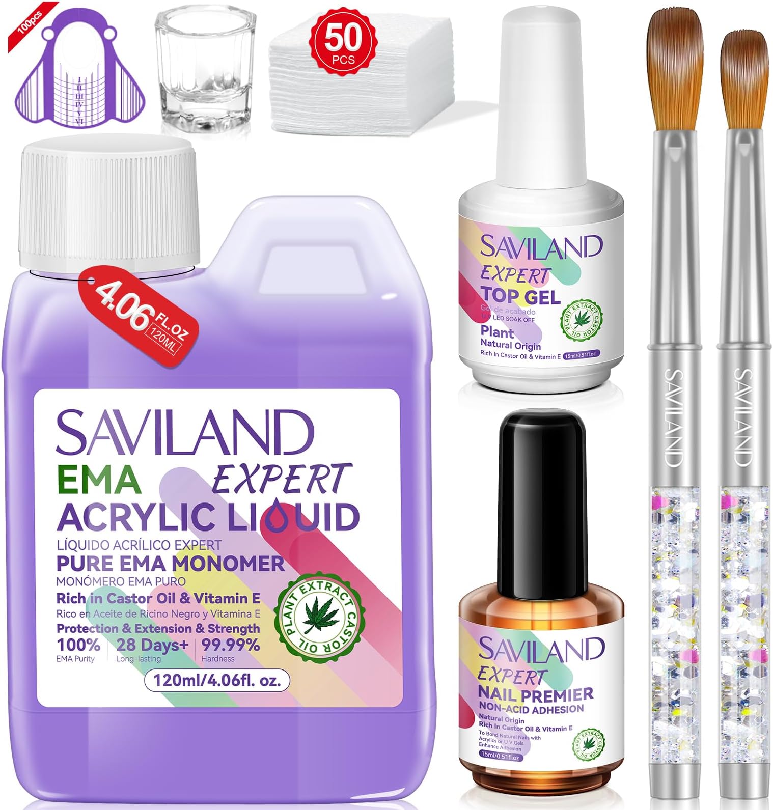 Amazon.com: SAVILAND EMA Odorless Monomer Acrylic Liquid: 4 oz Acrylic ...