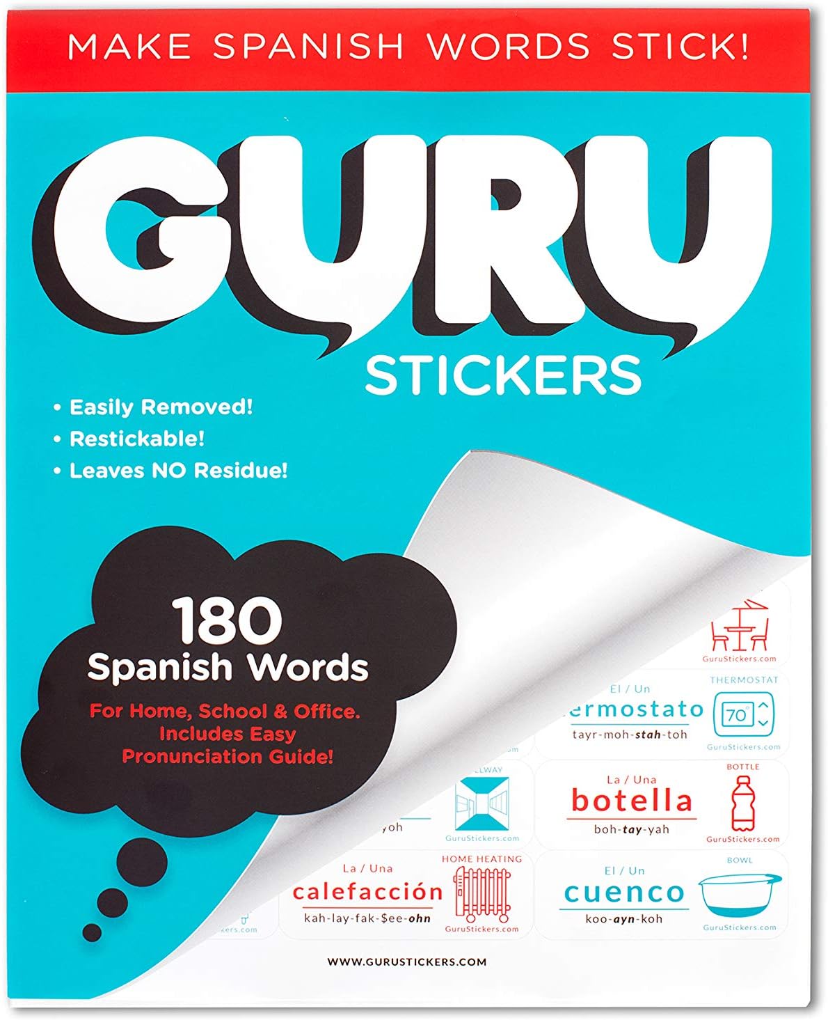 Amazon.com: Guru Stickers Spanish Flash Cards | Learn Spanish for Kids ...