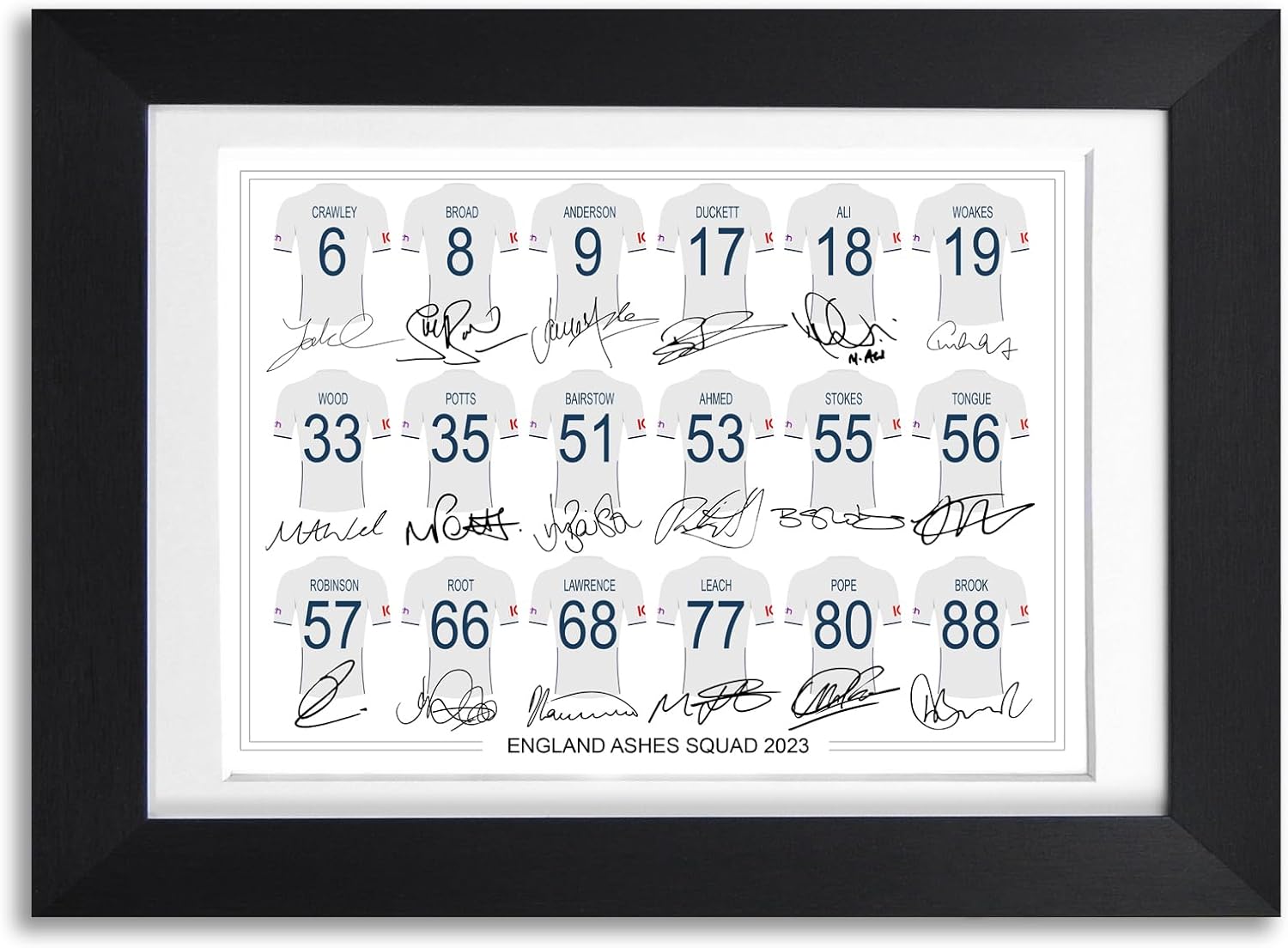 England Ashes 2023 team squad signed poster print framed picture photo ...