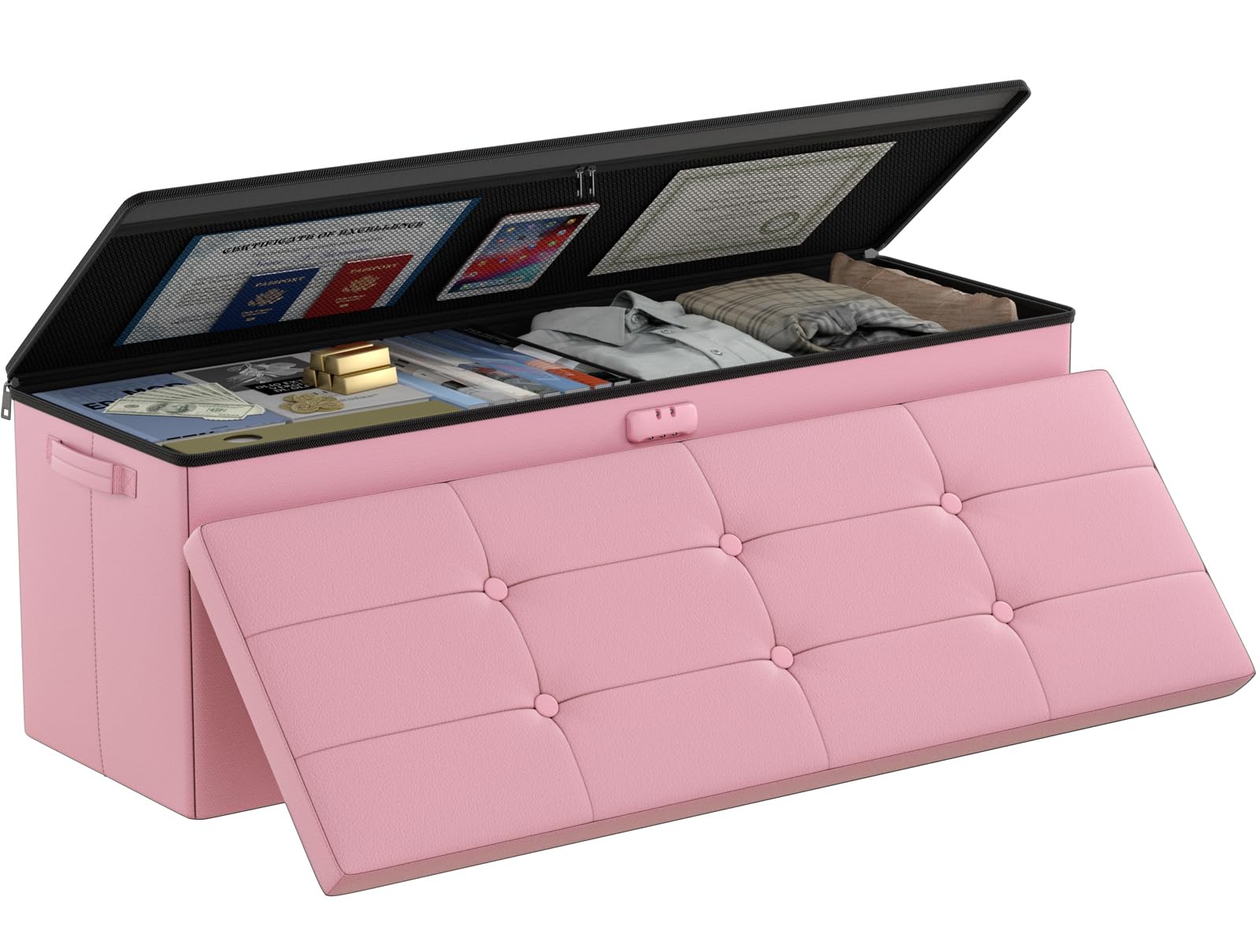 Amazon.com: DocSafe Storage Ottoman Bench,Fireproof＆Waterproof Folding ...