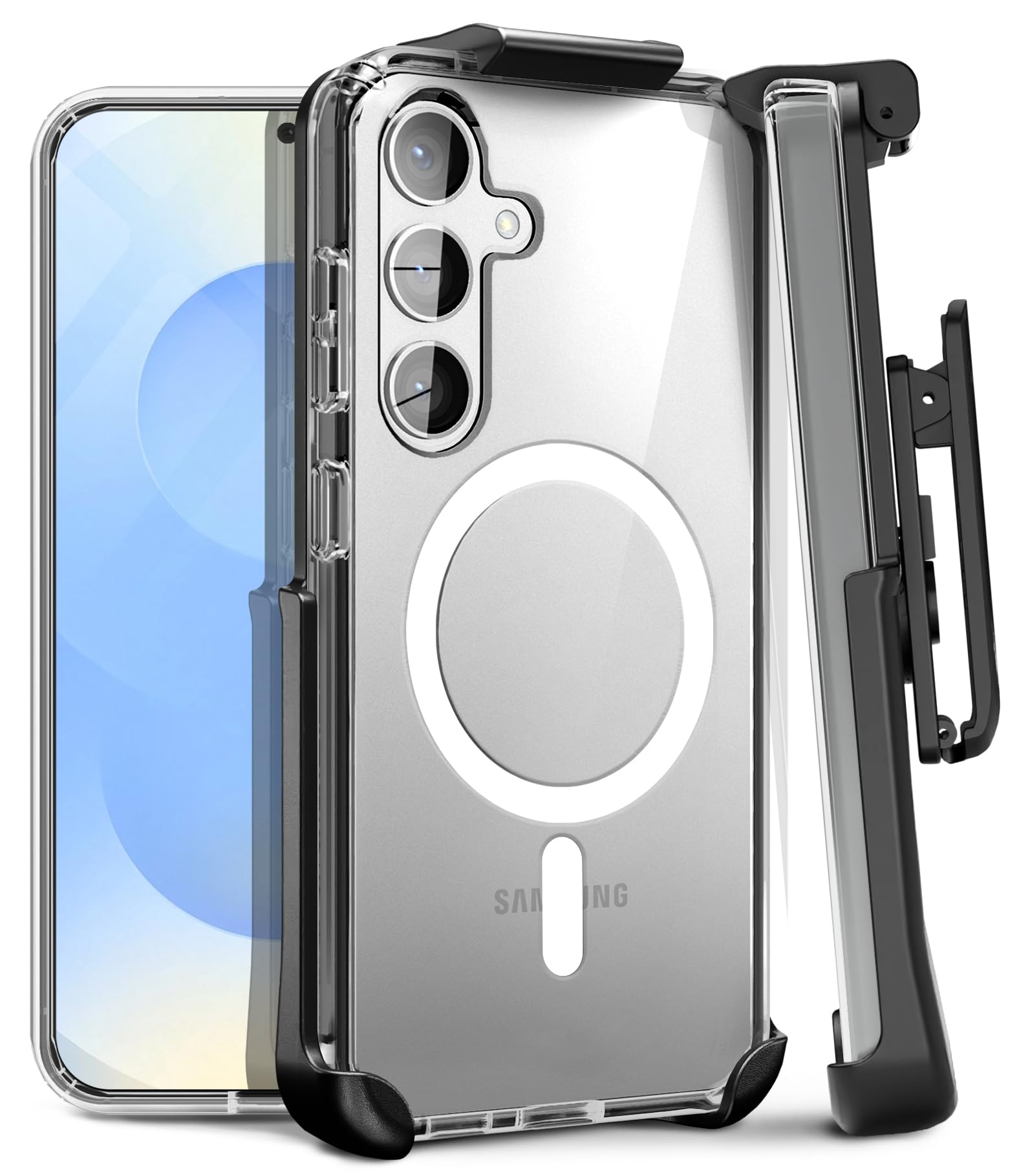 Amazon.com: MOTIVE Designed for Samsung Galaxy s25 Case with Belt Clip, Clear Case Magnetic ...
