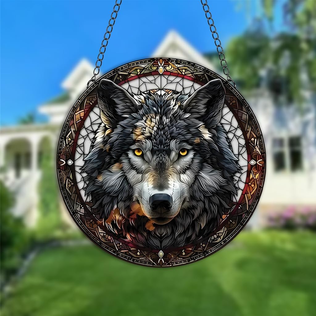 Amazon.com: WOHAHA Wild Wolf Acrylic Window Hanging Jungle Animal ...